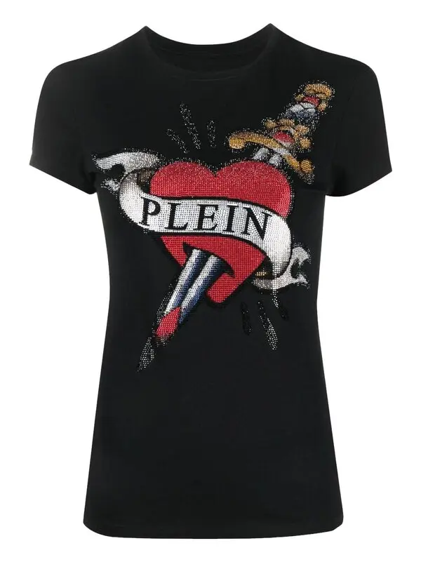 Philipp Plein Crystal-embellished Logo T-shirt - Black