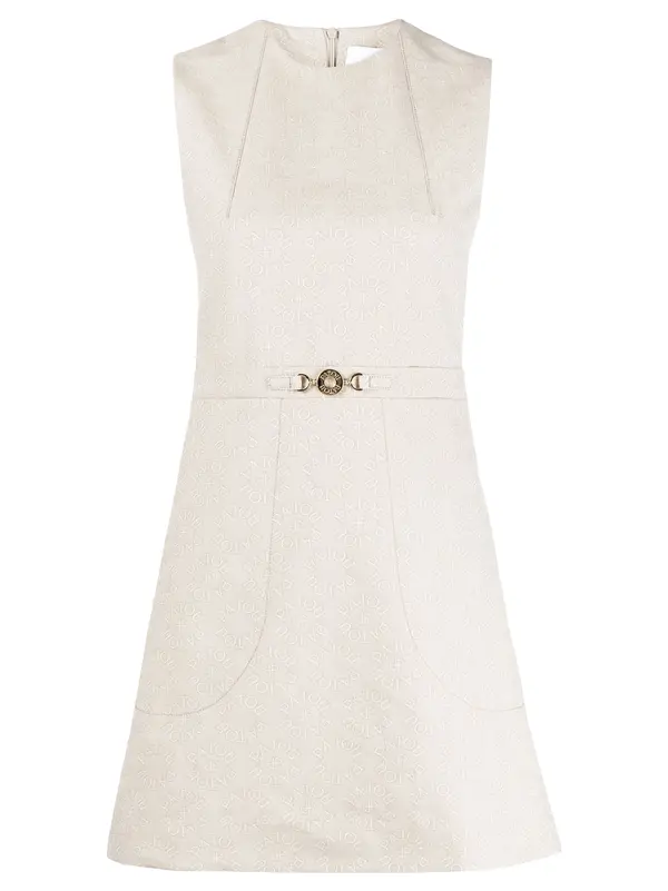 Patou Logo-jacquard Cotton A-line Minidress - Neutrals