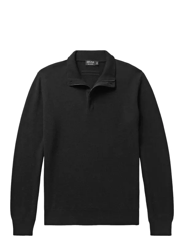 Zegna Oasi Cashmere Half-zip Sweater - Black