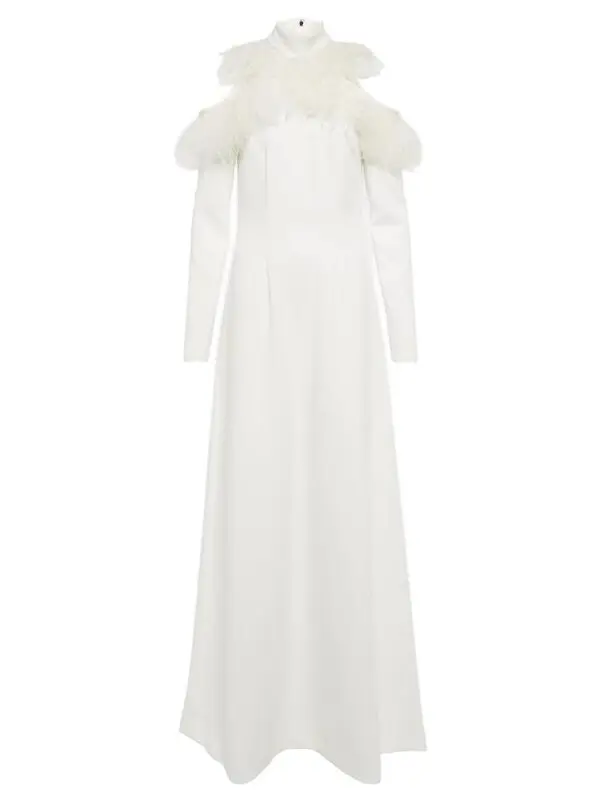 CHRISTOPHER KANE Bridal Feather-trimmed Crêpe Gown - White