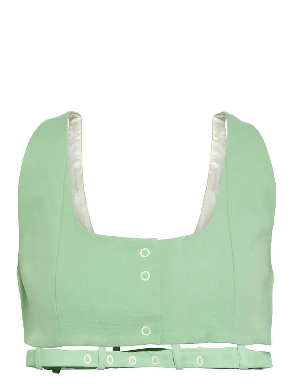 GANNI Cotton Canvas Crop Top - Green