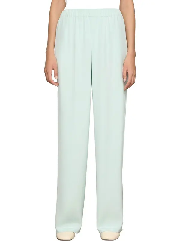 Lafayette 148 New York Relaxed Fit Silk Crepe De Chine Pants - Aquamarine