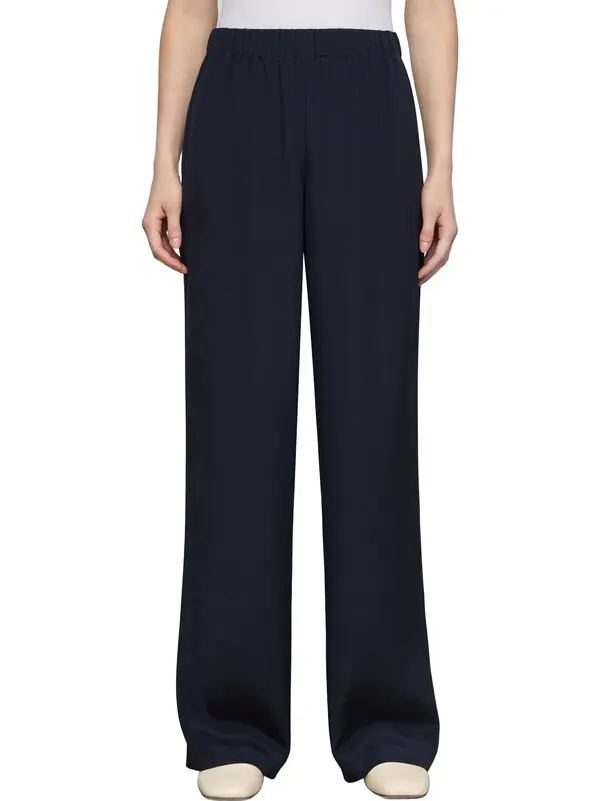 Lafayette 148 New York Relaxed Fit Silk Crepe De Chine Pants - Blue Ink