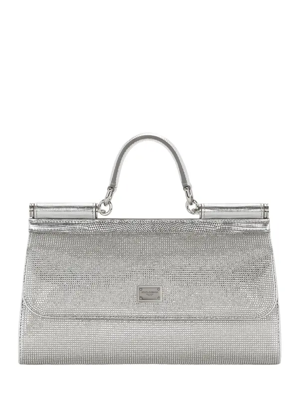 Dolce & Gabbana Sicily Rhinestone Bag - Silver