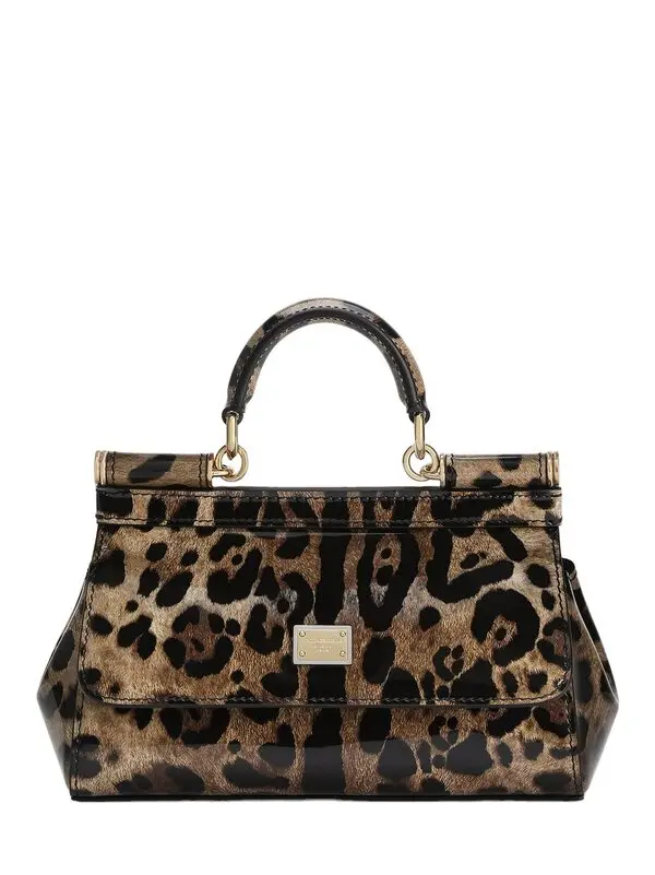 Dolce & Gabbana Mini Sicily Handbag In Leo- Polished Calfskin - Print