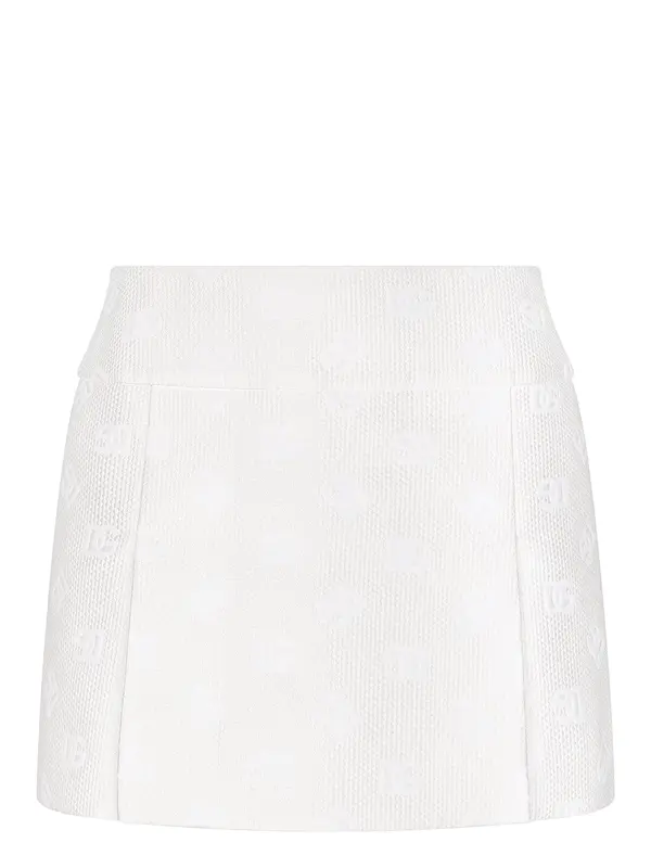 Dolce & Gabbana Jacquard Miniskirt With Dg Logo - White