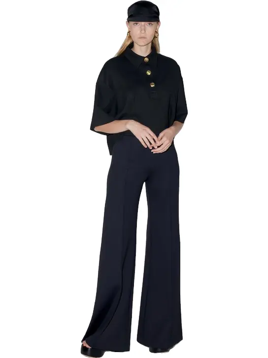 Rosetta Getty Cropped Oversized Polo - Black