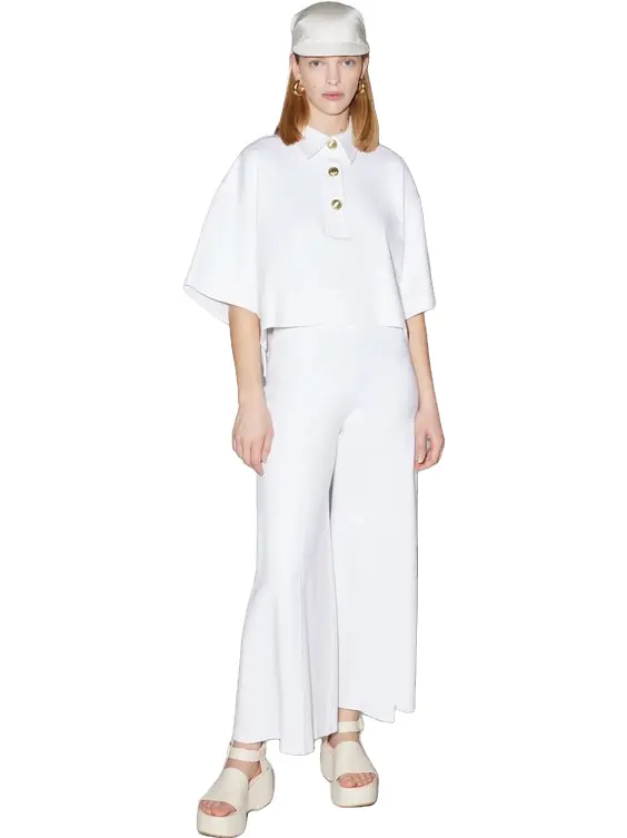 Rosetta Getty Cropped Oversized Polo - White