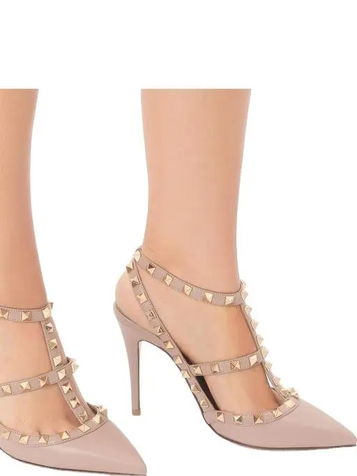 Valentino Garavani Rockstud Ankle Strap Pumps - Natural