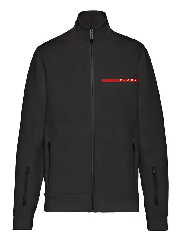 Prada Recycled Double Technical Jersey Sweatshirt Jacket - Black