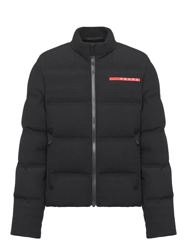 Prada Cropped Technical Knit Puffer Jacket - Black