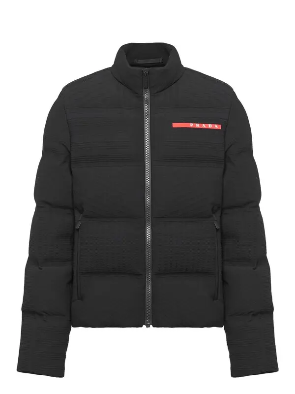 Prada Cropped Technical Knit Puffer Jacket - Black