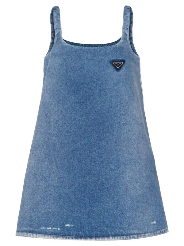 Prada Organic Denim Mini Dress - Blue
