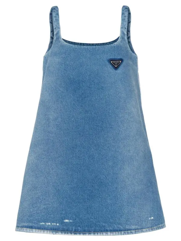 Prada Organic Denim Mini Dress - Navy