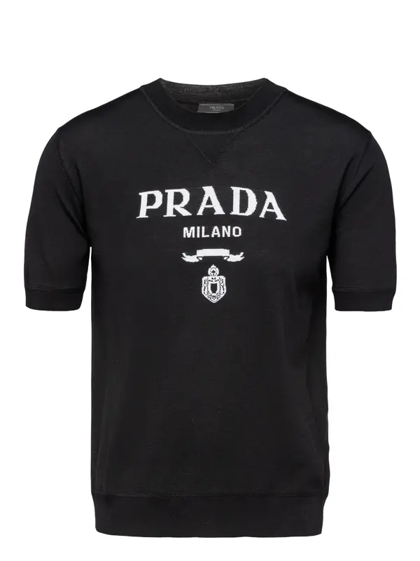 Prada Superfine Wool Crew-neck Sweater - Black