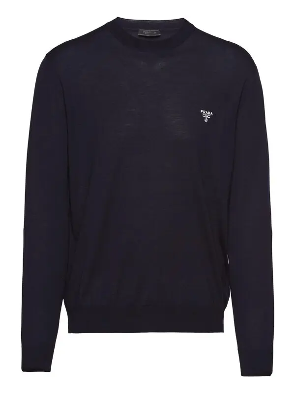 Prada Superfine Wool Crew-neck Sweater - Blue