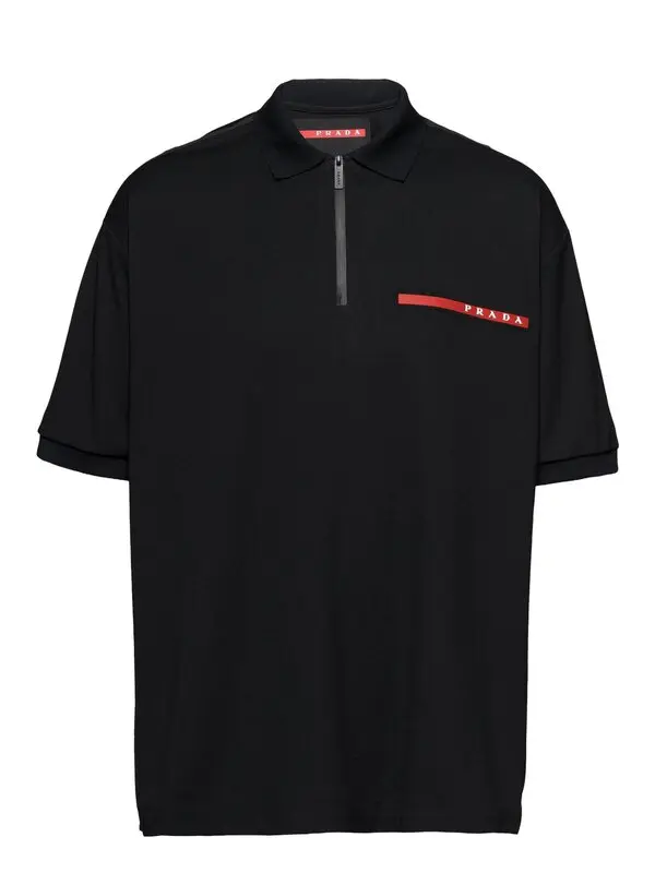 Prada Piqué Polo Shirt - Black