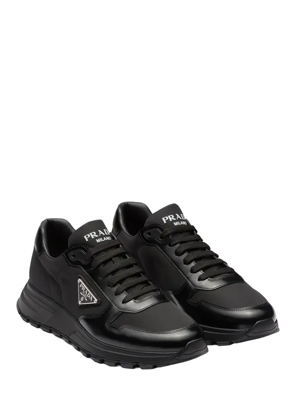 Prada Prax 01 Re-nylon And Brushed Leather Sneakers - Black