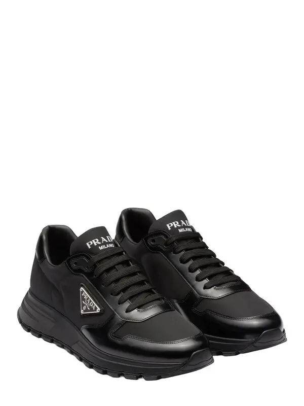Prada Prax 01 Re-nylon And Brushed Leather Sneakers - Black