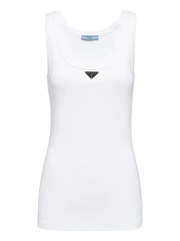 Prada Ribbed Knit Tank Top - White