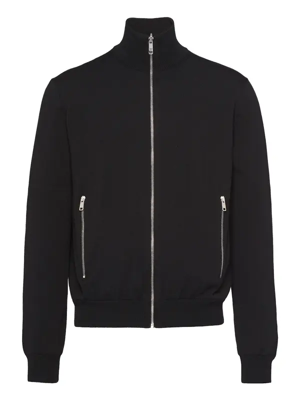 Prada Reversible Wool And Re-nylon Jacket - Black