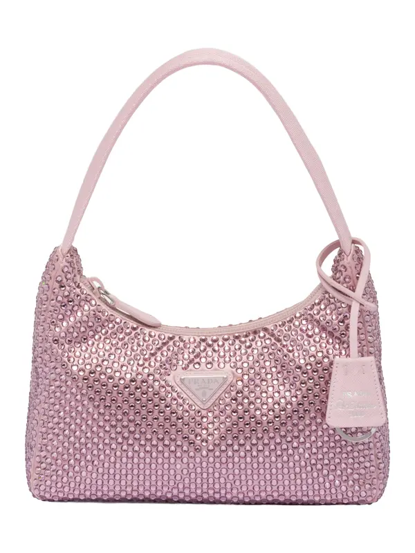 Prada Re-edition Mini Bag With Crystals - Alabaster Pink