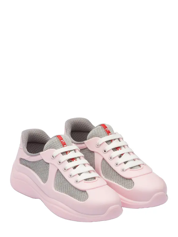 Prada America's Cup Soft Rubber And Bike Fabric Sneakers - Alabaster Pink