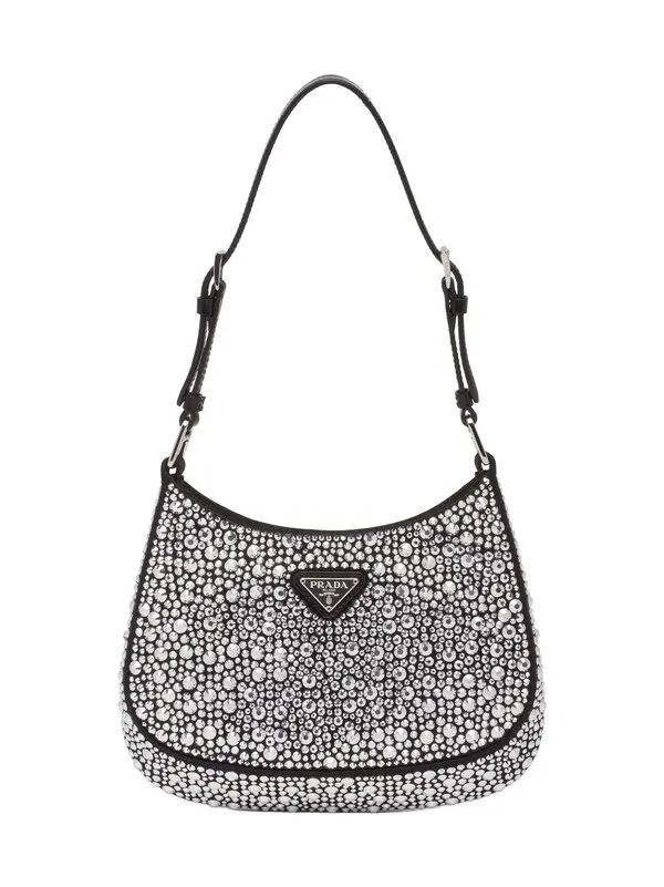 Prada Cleo Satin Bag With Crystals - Gold/silver