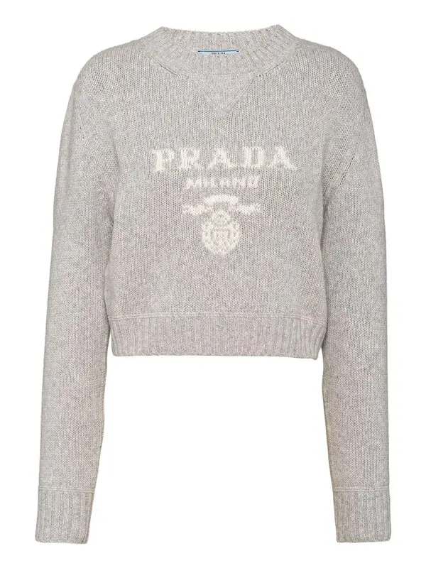 Prada Wool And Cashmere Crew-neck Sweater - Grey