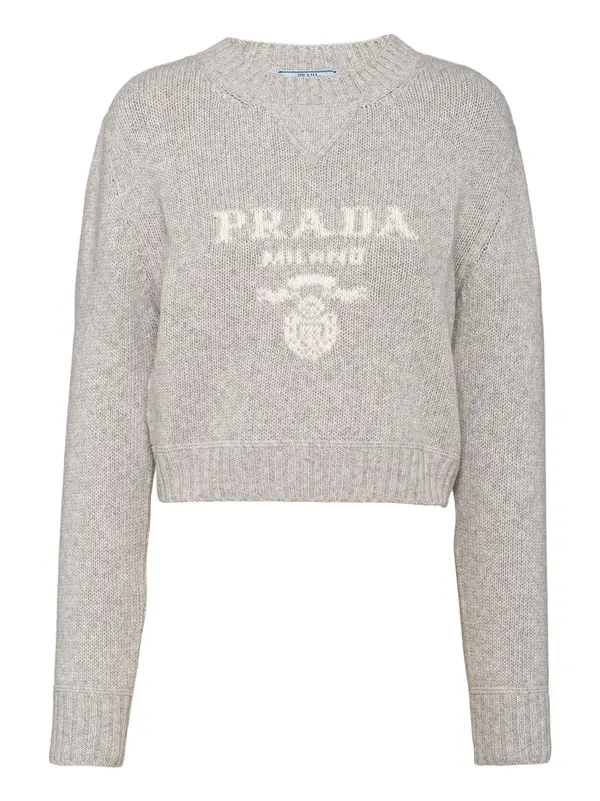 Prada Wool And Cashmere Crew-neck Sweater - Marble Gray