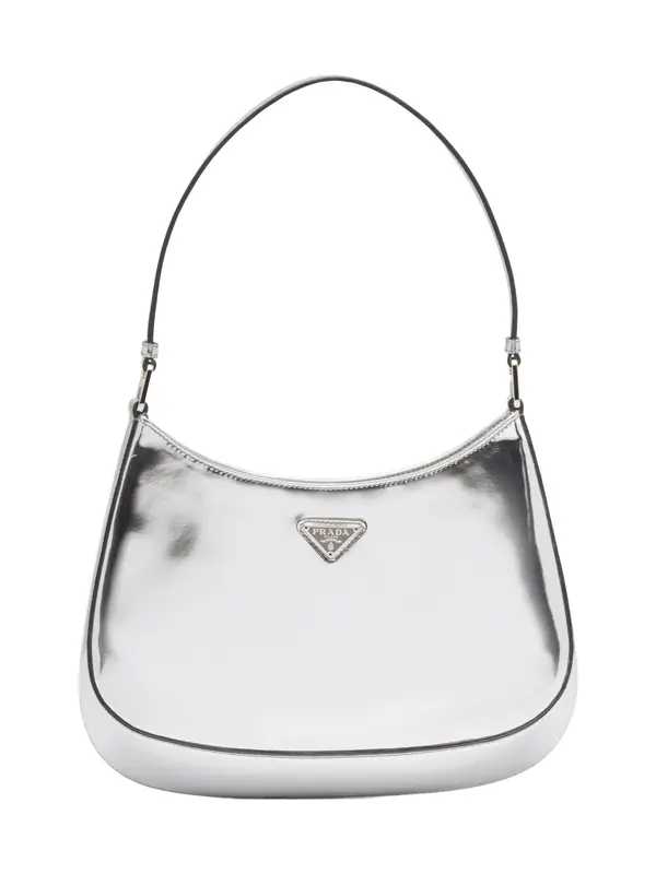 Prada Cleo Brushed Leather Shoulder Bag - Silver