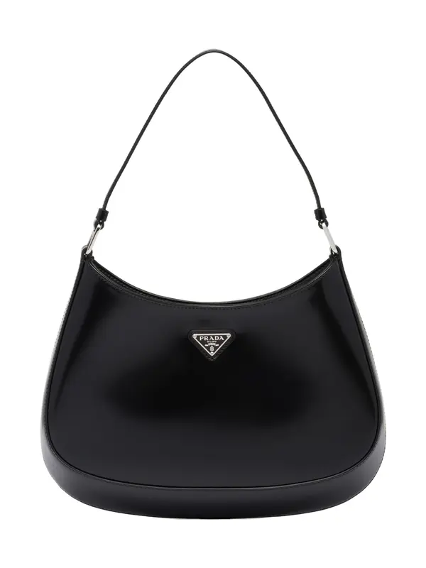 Prada Cleo Brushed Leather Shoulder Bag - Black