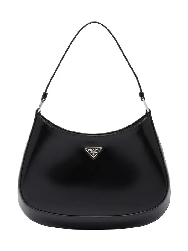 Prada Cleo Brushed Leather Shoulder Bag - Black