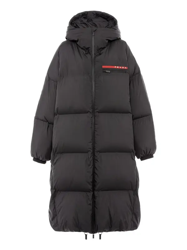 Prada Oversized Technical Re-nylon Down Coat - Black