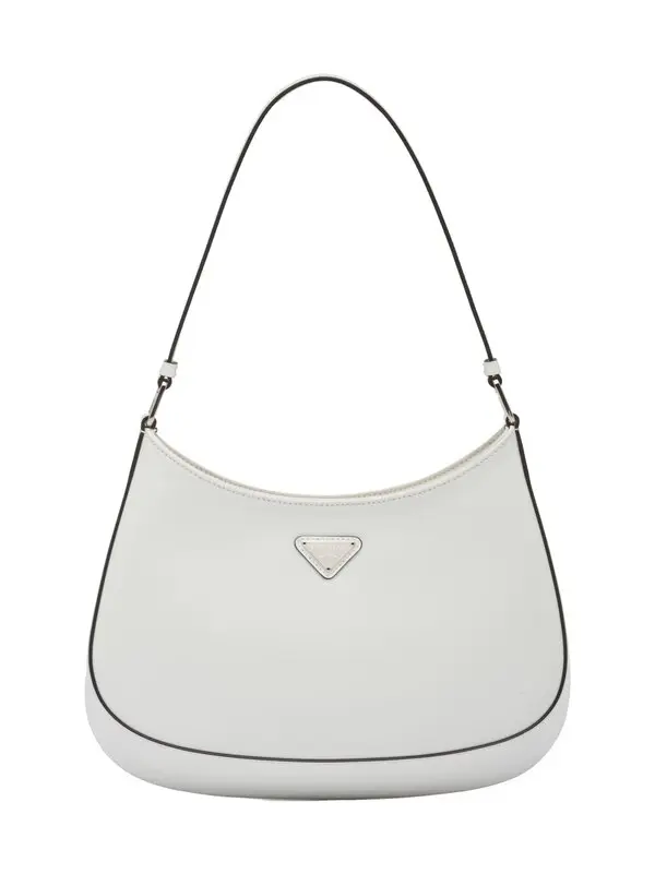 Prada Cleo Brushed Leather Shoulder Bag - White