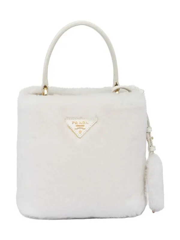 Prada Panier Mini Shearling Bag - White