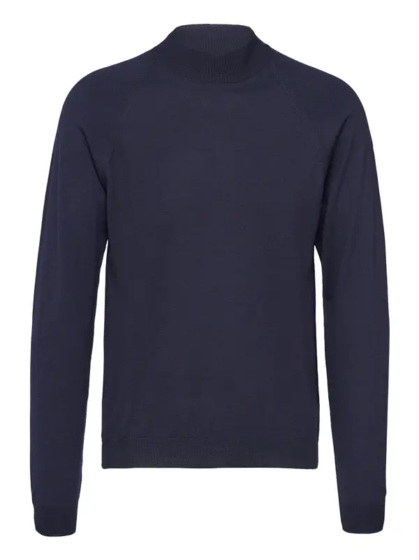Prada Worsted Wool Turtleneck Sweater - Navy