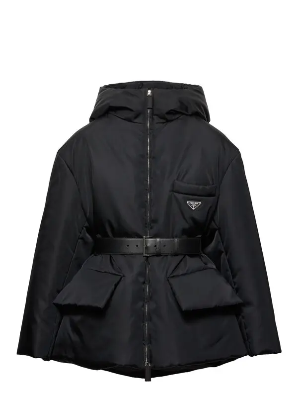Prada Re-nylon Hooded Down Jacket - Black