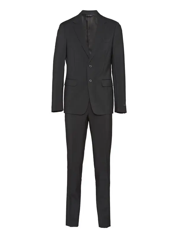 Prada Single Breasted Wool And Mohair Suit - Black