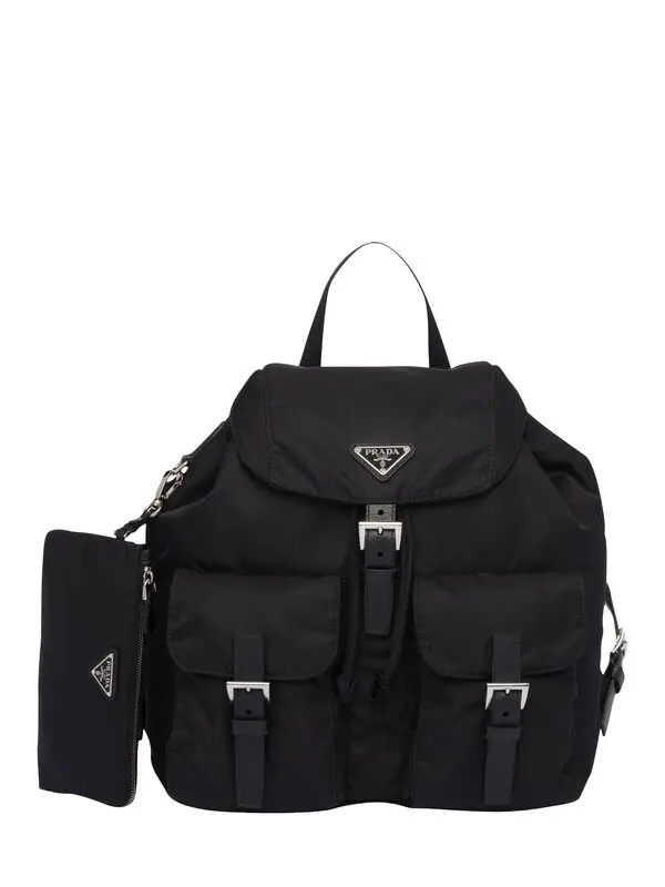 Prada Medium Re-nylon Backpack With Pouch - Black
