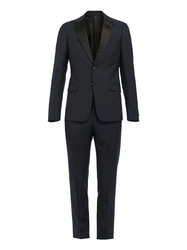 Prada Singled-breasted Two-button Wool Mohair Tuxedo - Blue/black