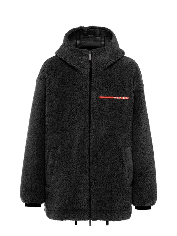 Prada Recycled Fleece Hooded Jacket - Black