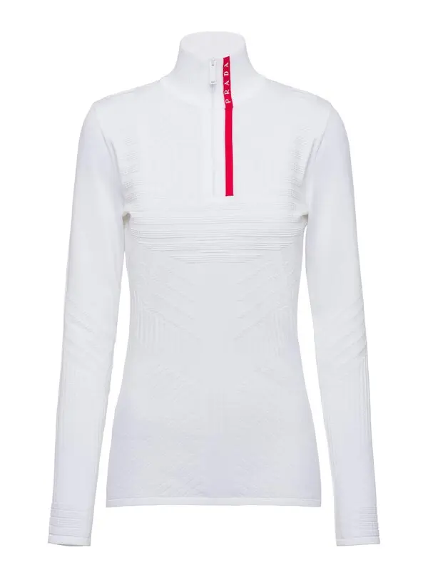 Prada Tech Rec Re-nylon Piqué Sports Top - White