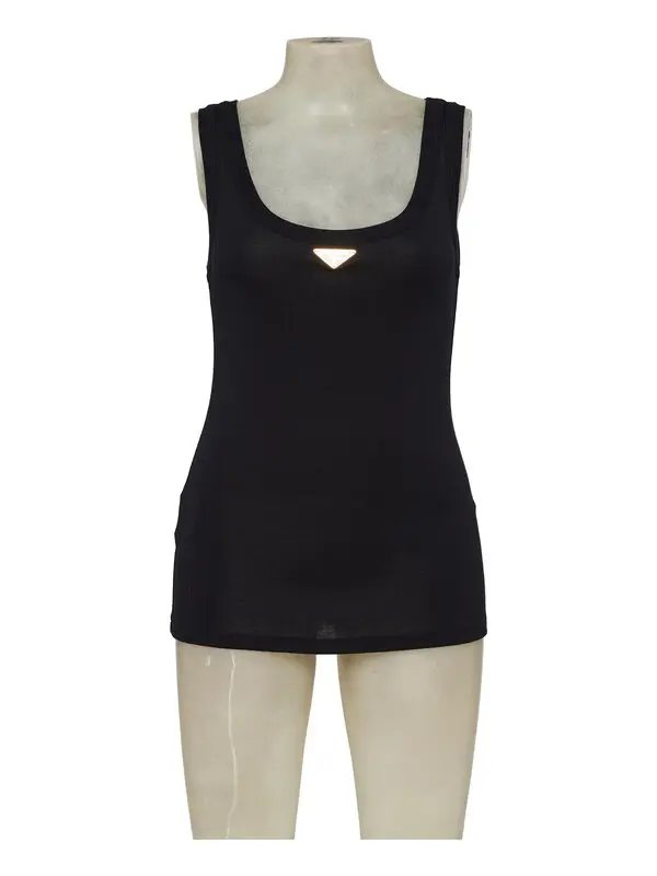 Prada Ribbed Knit Jersey Tank Top - Black