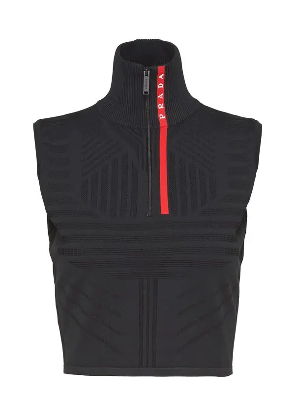 Prada Tech Rec Re-nylon Piqué Sleeveless Top - Black