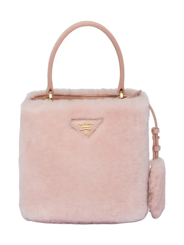 Prada Panier Mini Shearling Bag - Pink