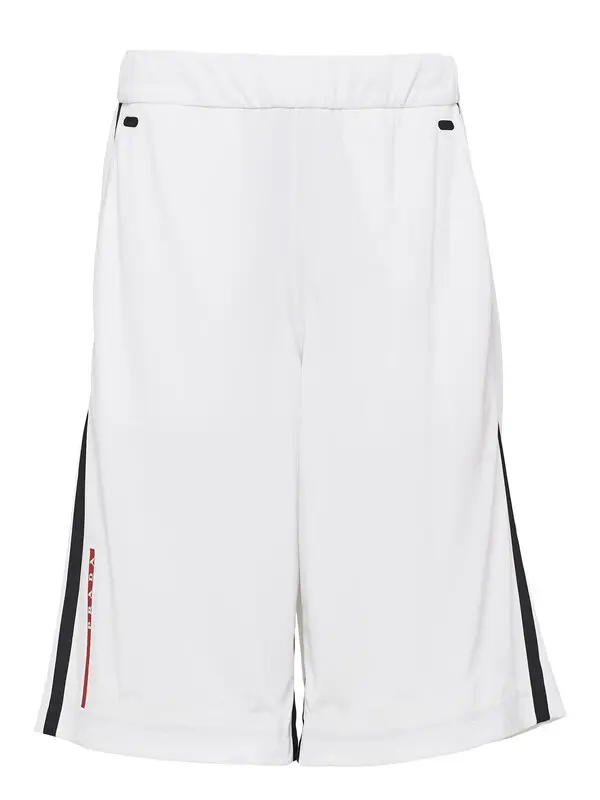 Prada Piqué Bermuda With Tape Seam - White