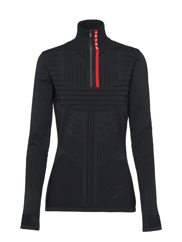 Prada Tech Rec Re-nylon Piqué Sports Top - Black