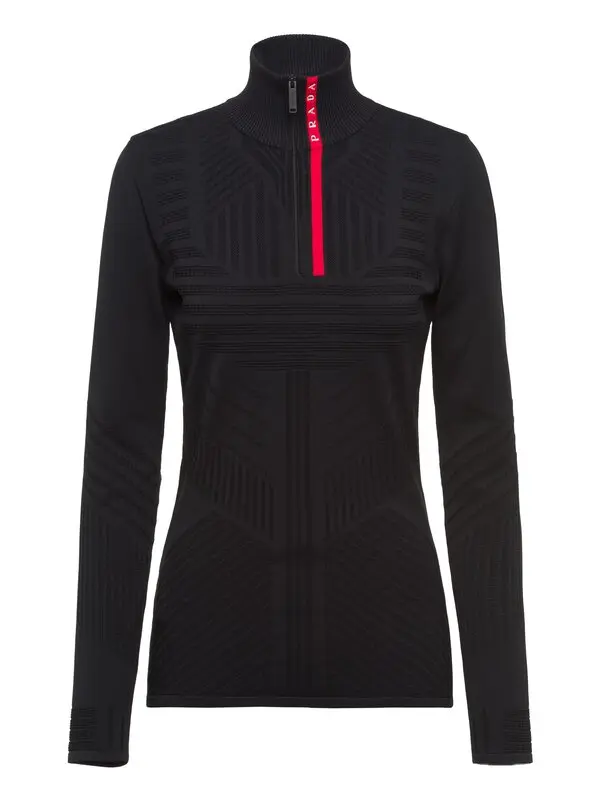 Prada Tech Rec Re-nylon Piqué Sports Top - Black