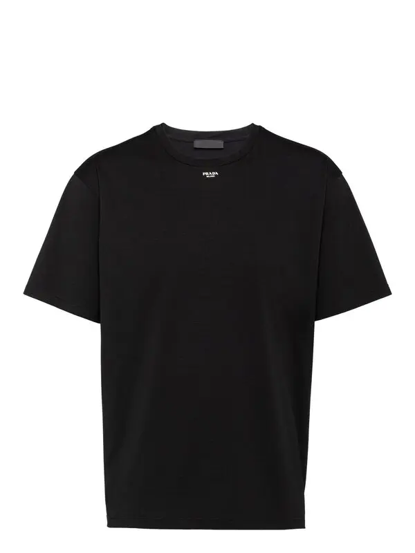 Prada Stretch Cotton T-shirt With Logo - Black